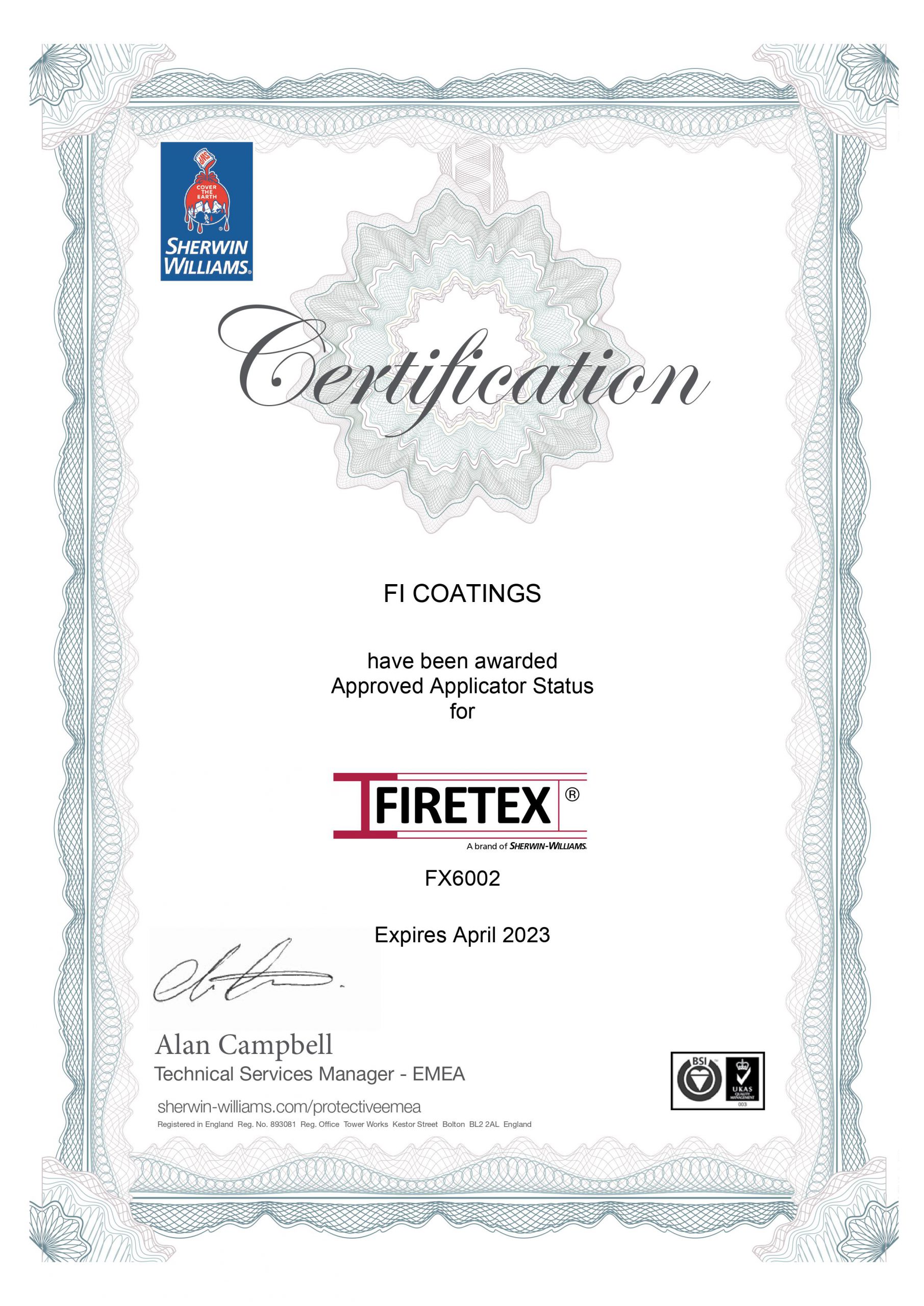 POLICIES & CERTIFICATION – FI Coatings